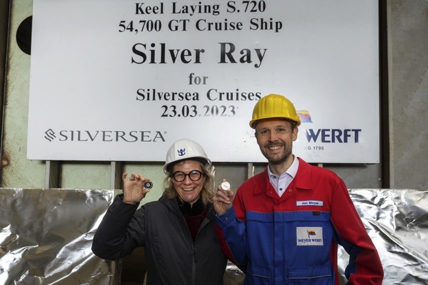 Kiellegging Silver Ray van Silversea bij Meyer Werft in Papenburg
